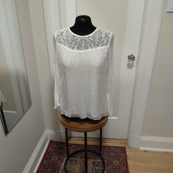 unknown | Tops | Delicate Silk Lace Blouse | Poshmark